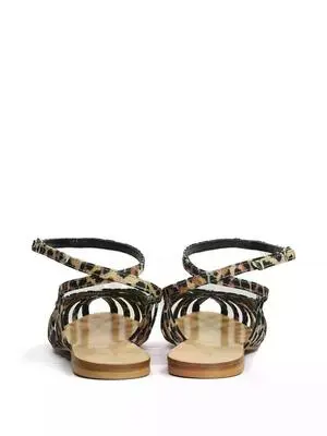ANNA F. Animal-print Cage Sandals - Neutrals