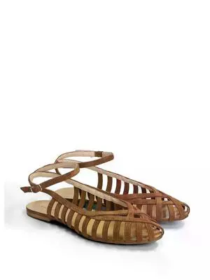 ANNA F. Cage-strap Suede Sandals - Brown