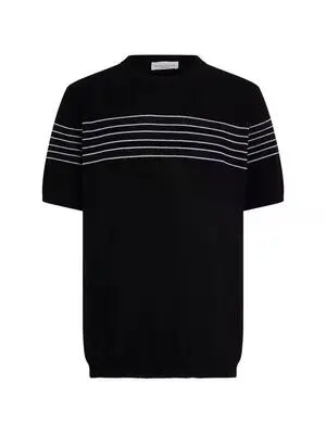 ROBERTO COLLINA Stripe-pattern Short-sleeve T-shirt - Black