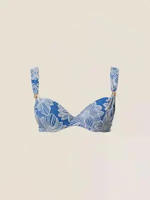 TWINSET Jacquard Push-up Bikini Top - Blue