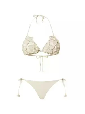 TWINSET Crochet-knit Triangle Bikini Set - White