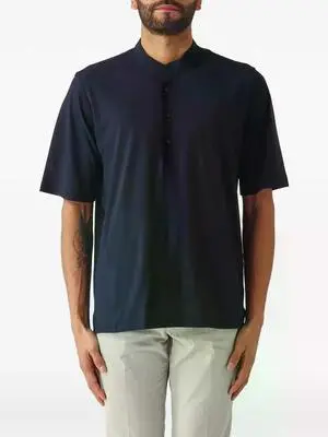Herno Band-collar Button-up T-shirt - Blue