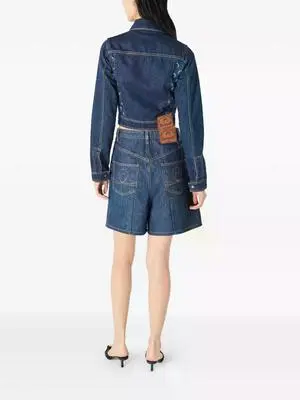 MARINE SERRE Cropped Denim Jacket With Moon Print