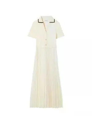 Claudie Pierlot Bi-material Pleated Dress - Neutrals