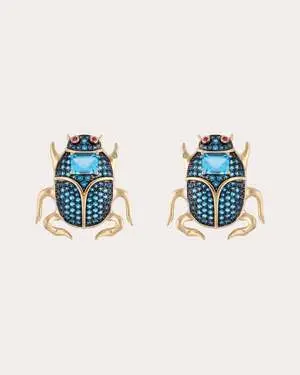 NELLY ROJAS London Topaz Delirio Beetle Stud Earrings - Blue