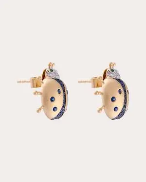 NELLY ROJAS Sapphire Ladybug Stud Earrings
