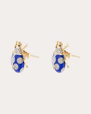 NELLY ROJAS Sapphire & Diamond Fauna Ladybug Stud Earrings