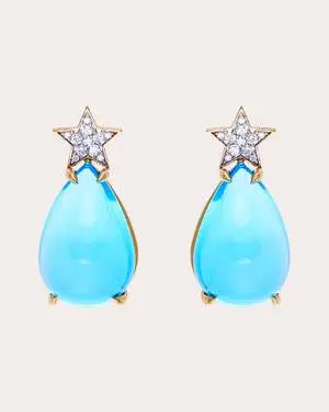 NELLY ROJAS Diamond And Topaz Stud Earrings - Blue