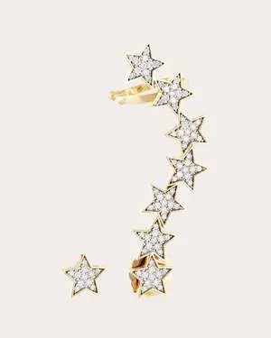 NELLY ROJAS Diamond And 18k Mimosa Party Ear Cuff Set - Gold