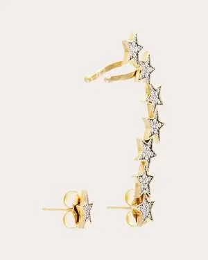 NELLY ROJAS Diamond And 18k Mimosa Party Ear Cuff Set