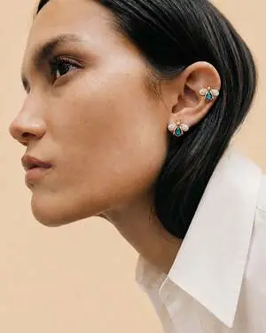 NELLY ROJAS Topaz And Diamond Abeja Real Stud Earrings