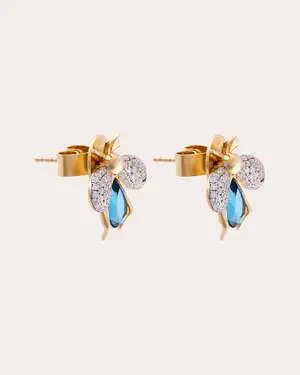 NELLY ROJAS Topaz And Diamond Abeja Real Stud Earrings