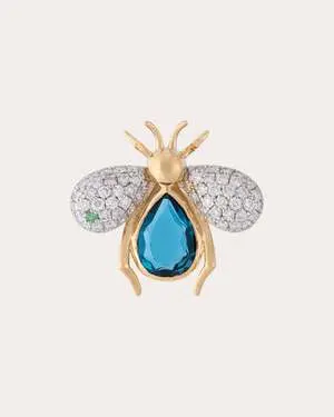 NELLY ROJAS Diamond And Topaz 18k Gold Abeja Real Ear Cuff - Blue