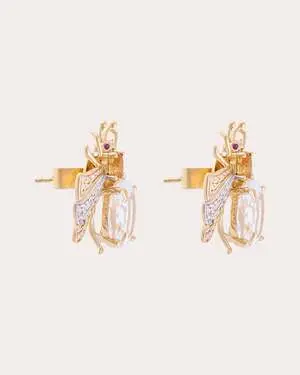 NELLY ROJAS Crystal Quartz & Diamond Candy Stud Earrings