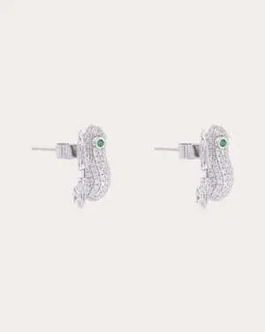 NELLY ROJAS Diamond And Emerald Frog Stud Earrings