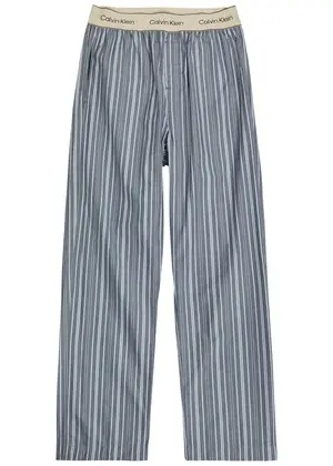 Calvin Klein Striped Cotton-poplin Pyjama Trousers - Navy