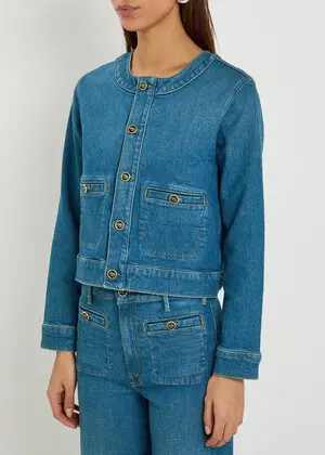 MOTHER The Stashed Picky Stretch-denim Jacket - Blue