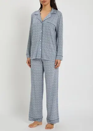 Eberjey Gisele Printed Jersey Pyjama Set - Navy