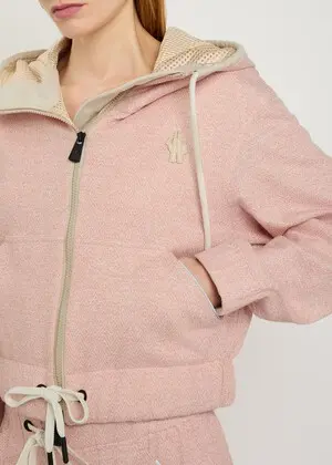 Moncler Logo-appliquéd Hooded Linen-blend Sweatshirt