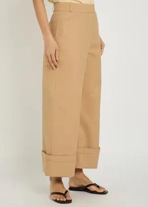 Another Tomorrow Turn-up Cuff Wide-leg Trousers