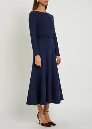 Roland Mouret Belted Wool Midi Dress