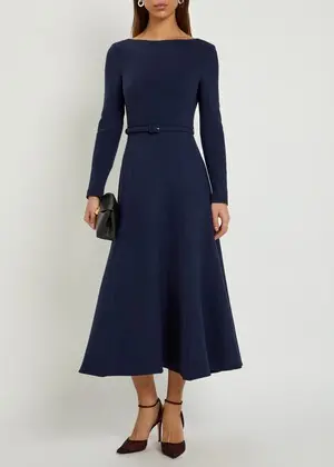 Roland Mouret Belted Wool Midi Dress