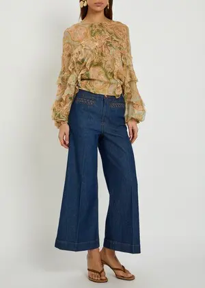 Zimmermann Aster Cropped Flared-leg Denim Jeans