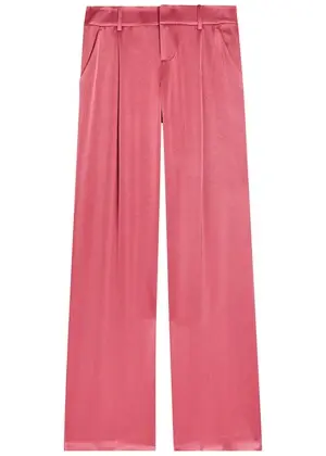 Alice + Olivia Eric Wide-leg Satin Trousers