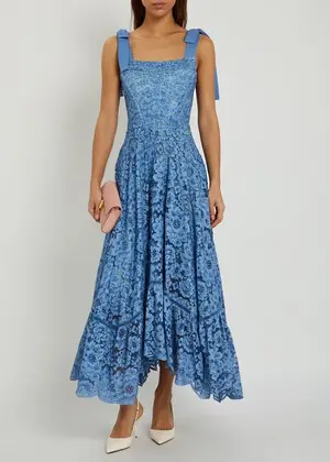Alice + Olivia Rosalee Guipure-lace Midi Dress - Indigo