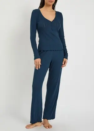 Eberjey Pointelle-knit Henley Top