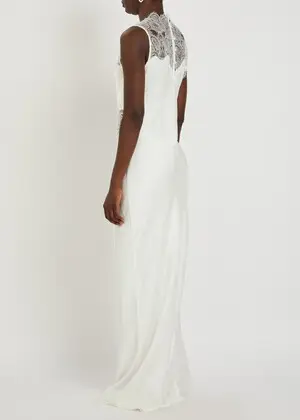 Shona Joy High-Neck Stratus Lace Maxi Dress - Ivory | Editorialist