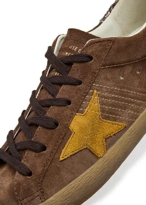 GOLDEN GOOSE Super-star Glittered Suede Sneakers - Brown