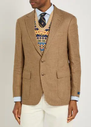 Polo Ralph Lauren Houndstooth Linen-blend Blazer