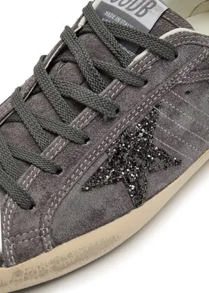 GOLDEN GOOSE Super-star Glittered Suede Sneakers - Grey
