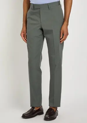 LARDINI Cotton And Silk-blend Trousers - Grey