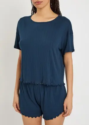 Eberjey Pointelle-knit T-shirt - Navy