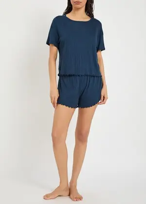 Eberjey Pointelle-knit T-shirt - Navy