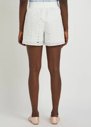 ANINE BING Embroidered Cotton Shorts - White