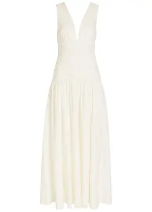 Shona Joy Campbell Gathered Cotton-blend Maxi Dress - Ivory