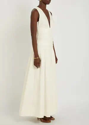 Shona Joy Campbell Gathered Cotton-blend Maxi Dress - Ivory