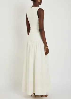 Shona Joy Campbell Gathered Cotton-blend Maxi Dress - Ivory