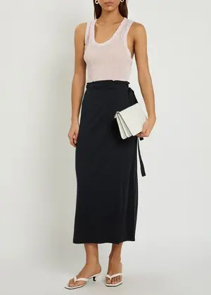 TOTEME Cotton And Silk-blend Midi Wrap Skirt