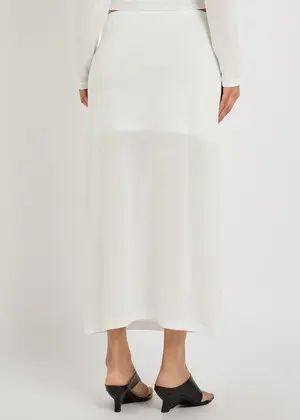 AKYN Sheer Fine-knit Midi Skirt