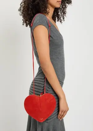 Alaïa Le Couer Suede And Leather Cross-body Bag - Orange