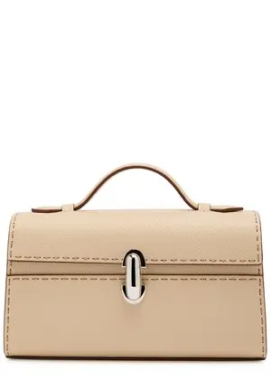 Savette Symmetry Grained Leather Pochette - Beige