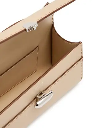 Savette Symmetry Grained Leather Pochette - Beige