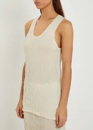 TOTEME Crinkled Fine-knit Tank Top - Peach