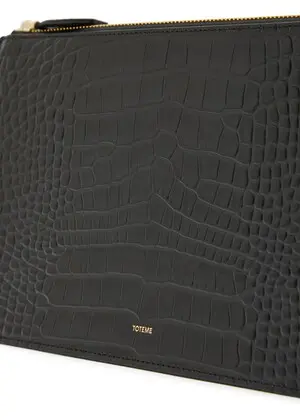 TOTEME Crocodile-embossed Leather Clutch - Black