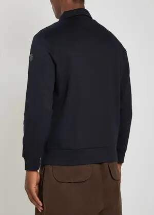 Moncler Cotton-blend Sweatshirt With Patch Pocket - Navy