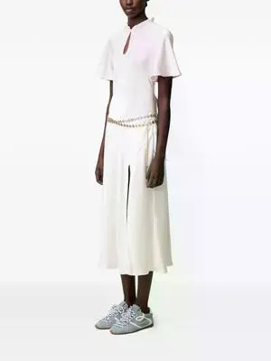Claudie Pierlot Ruffled Keyhole Midi Dress - White